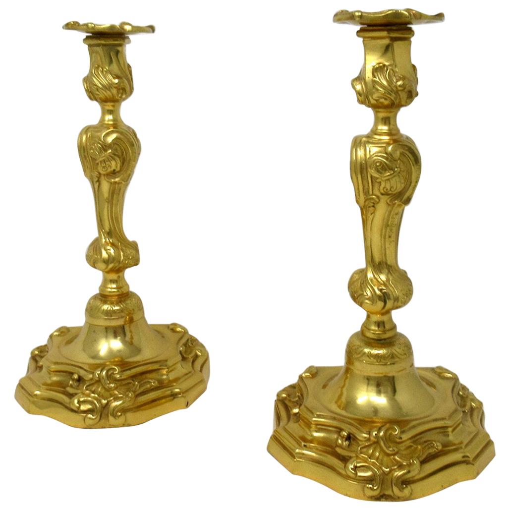 Antique Pair of Ormolu Gilt Bronze Rococo Candlesticks Juste Aurele ...