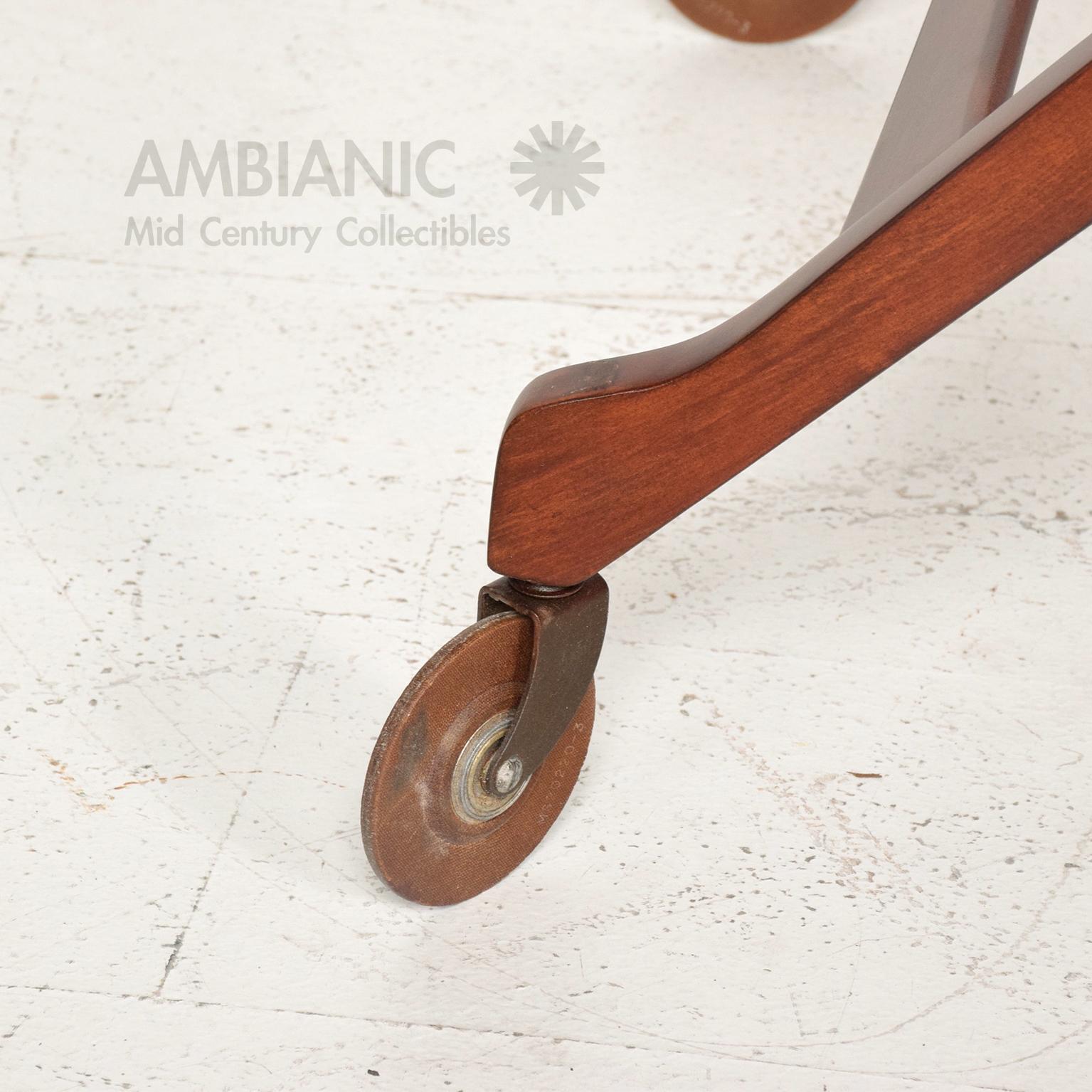 Manner of Ico Parisi Modern Mahogany Wood Folding Service Cart Trolley ...