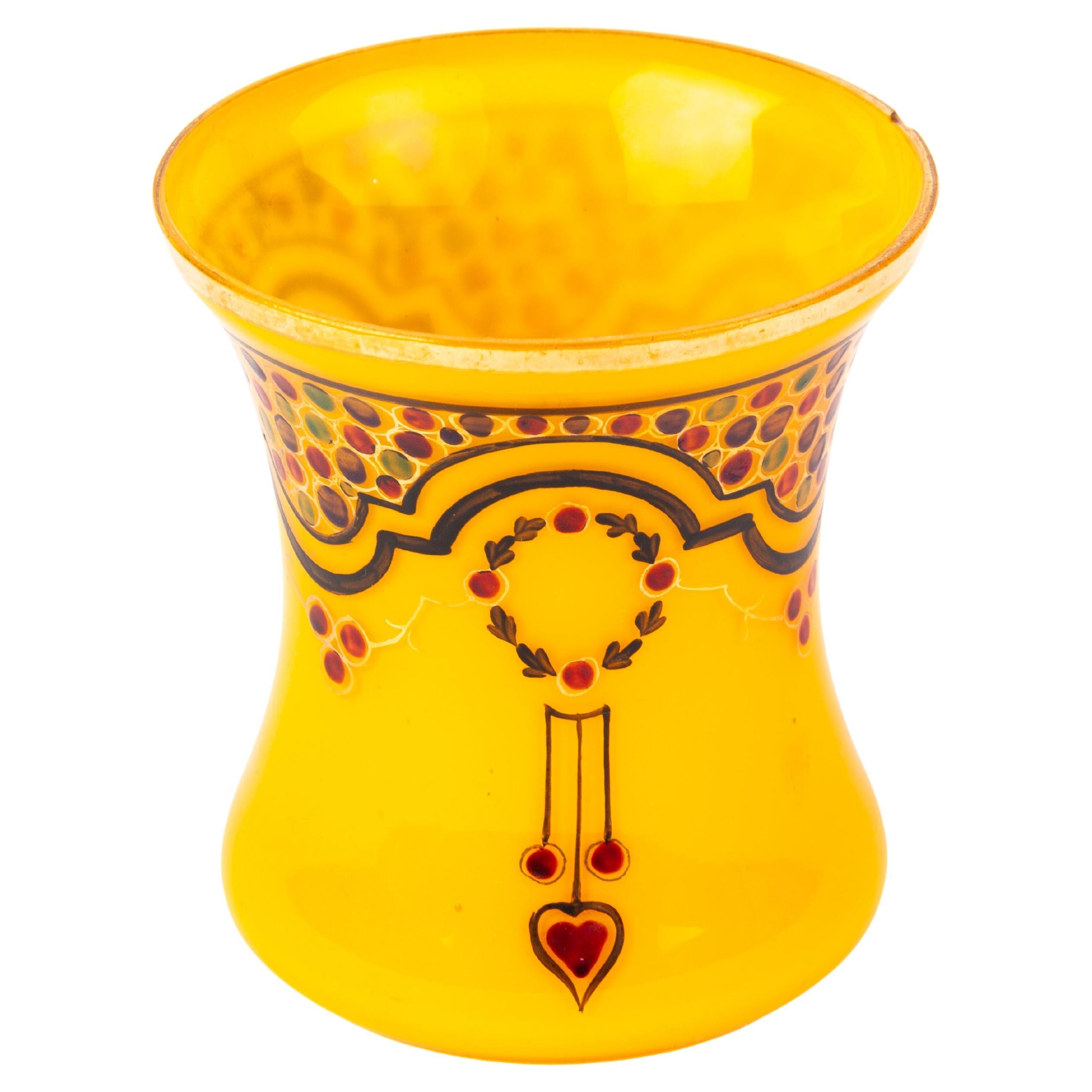 Manner of Loetz Tango Enamel Bohemian Glass Art Nouveau Vase For Sale ...