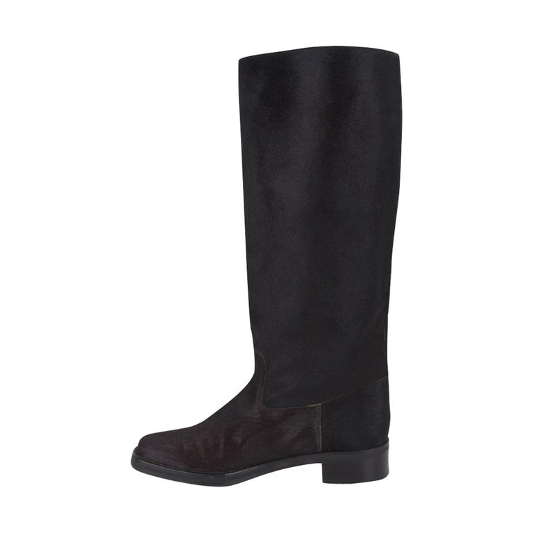 Manolo Blahnik Boot Sleek Pony Rich Luster 36 / 6 New For Sale at 1stDibs