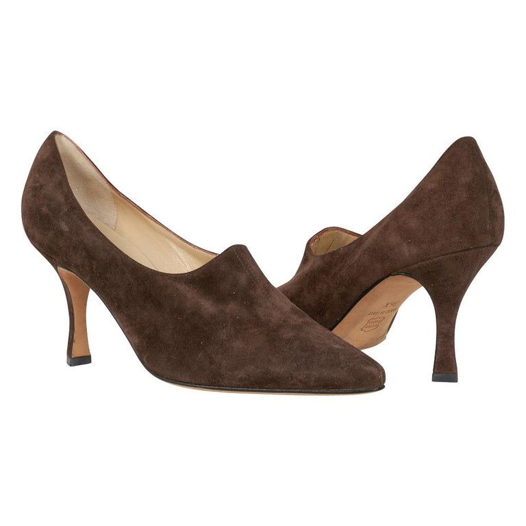 Manolo Blahnik Shoe Brown Suede Vintage Pump 36.5 / 6.5 For Sale at ...