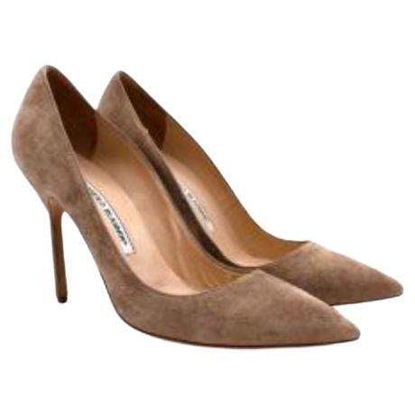 MANOLO BLAHNIK “BB” 90mm Pink Velvet Pointed Toe Covered Heel Stiletto ...