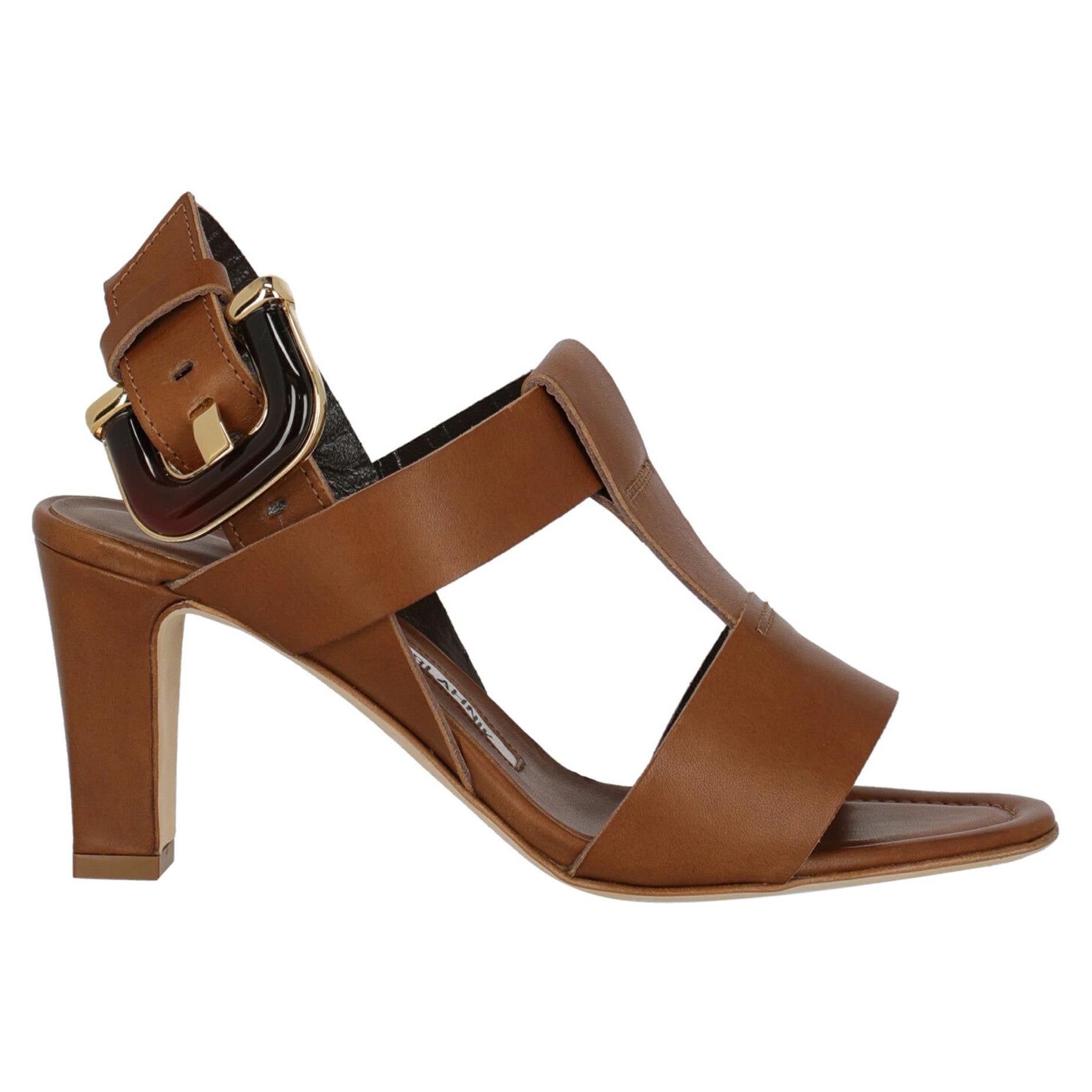 Manolo Blahnik Red Patent Leather Strappy Heels at 1stDibs