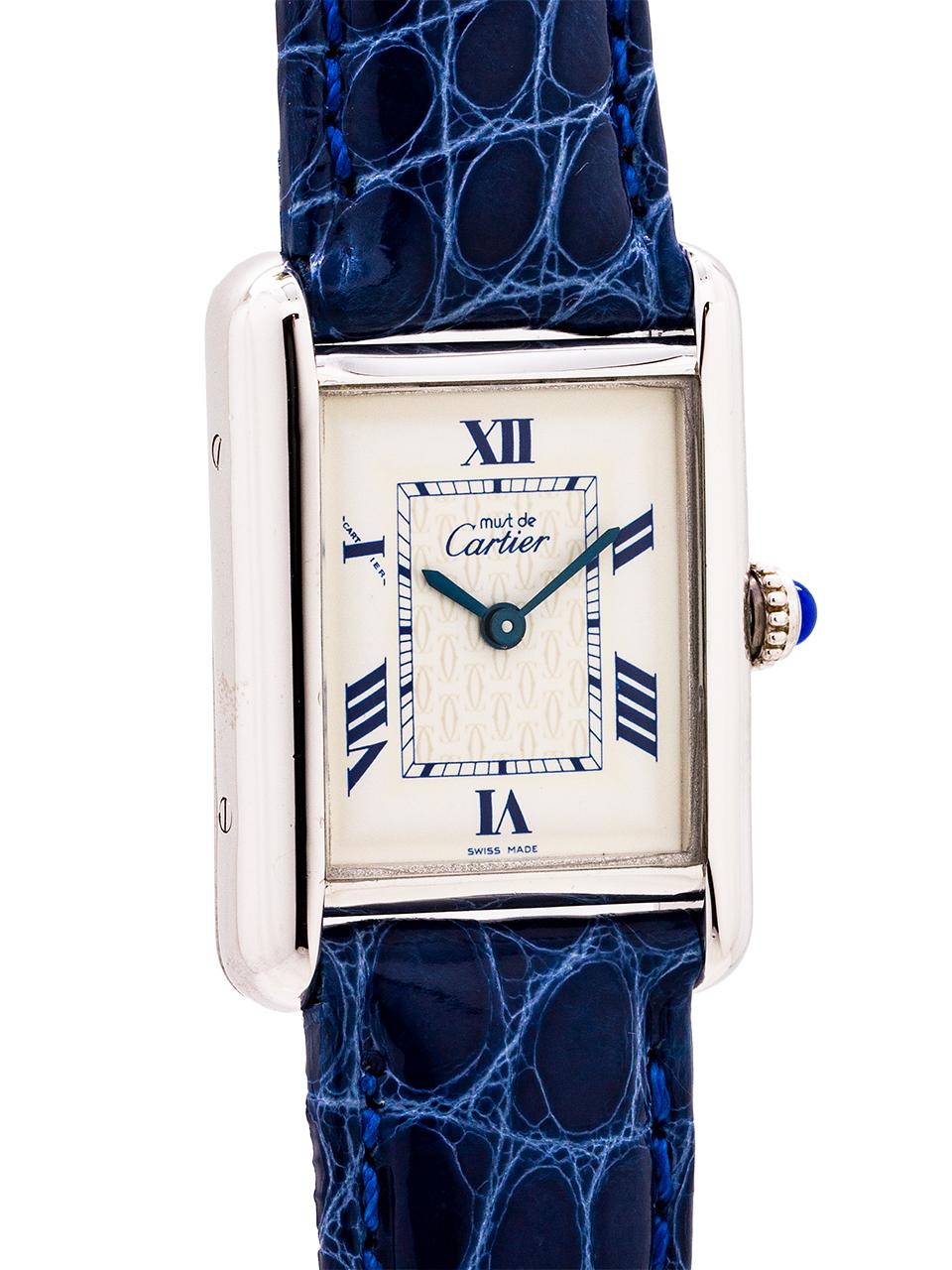 Men’s Cartier Tank Sterling Silver Quartz, circa 2000s For Sale at 1stDibs