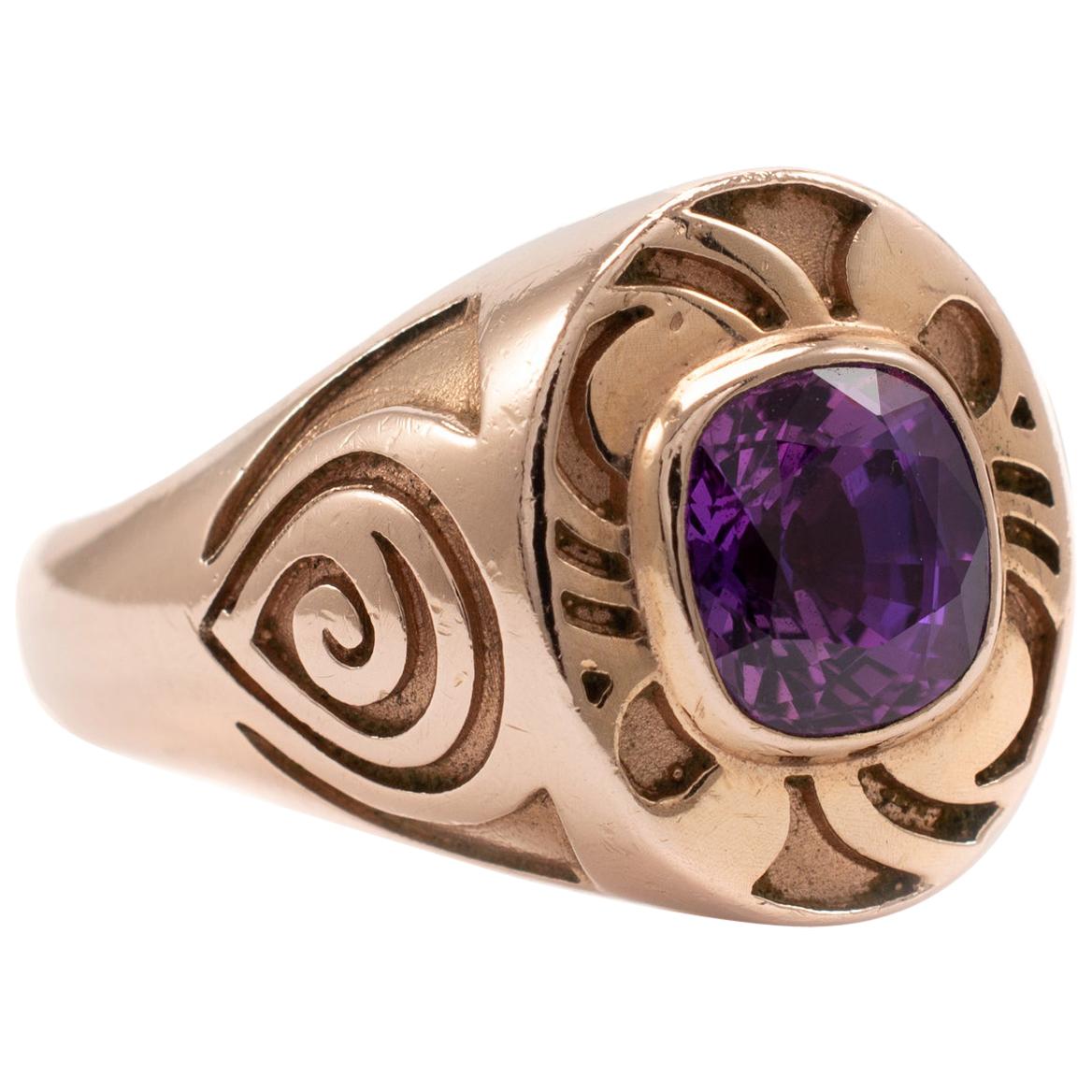 Antique Russian Monogrammed Amethyst Gold Mens Ring c. 1908 at 1stdibs