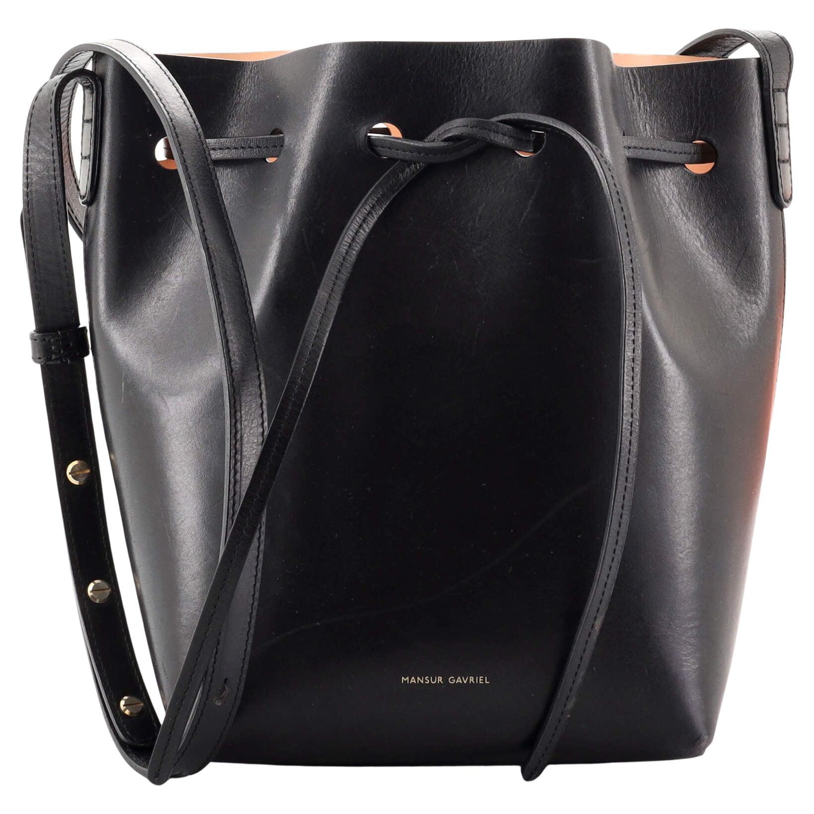 Mansur Gavriel Black Leather Bucket Bag at 1stDibs