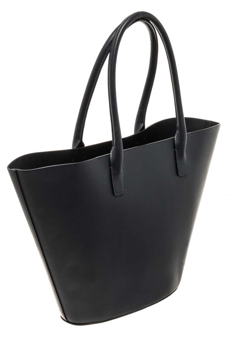 Mansur Gavriel Navy Blue Leather Triangle Handbag For Sale at 1stDibs