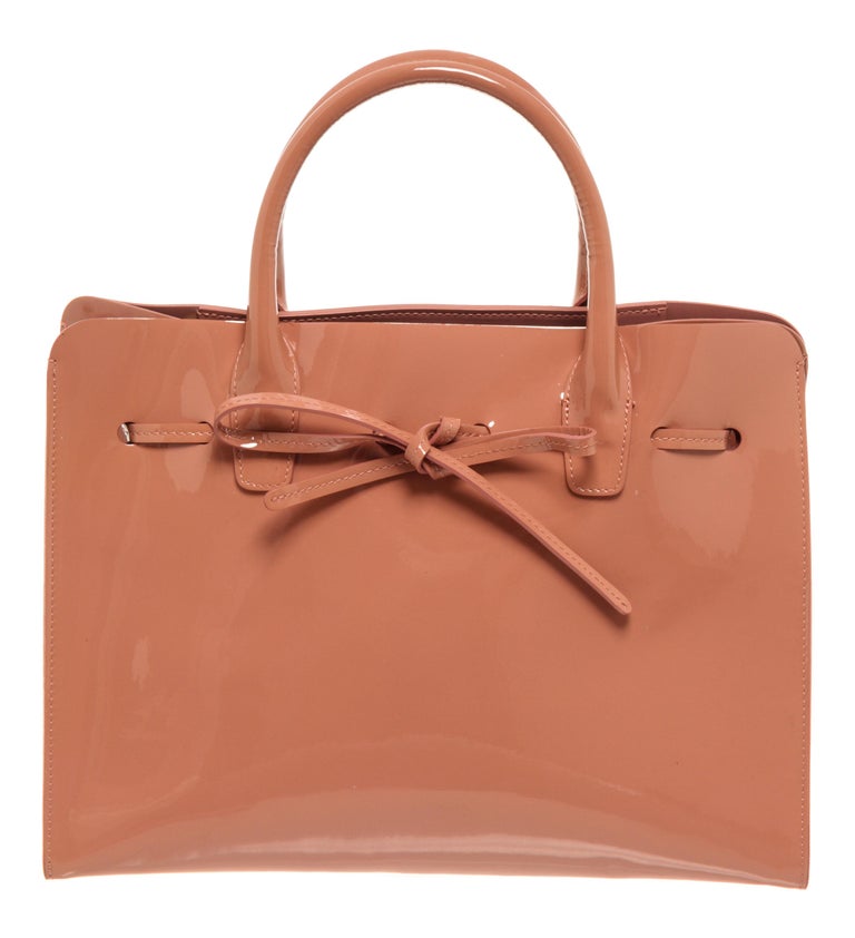 Mansur Gavriel Pink Patent Leather Bow Accent Sun Tote Handbag For Sale ...