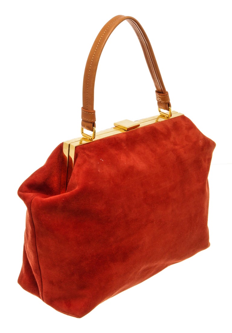 Mansur Gavriel Red Suede Soft Elegant Handbag For Sale at 1stDibs