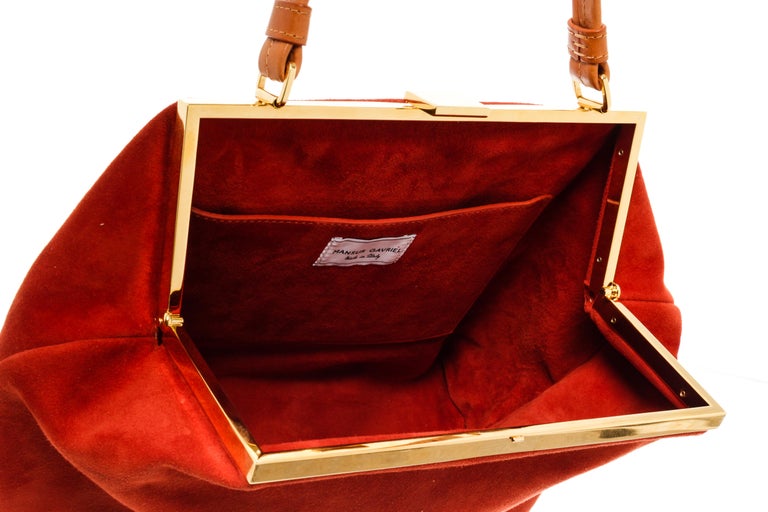 Mansur Gavriel Red Suede Soft Elegant Handbag For Sale at 1stDibs