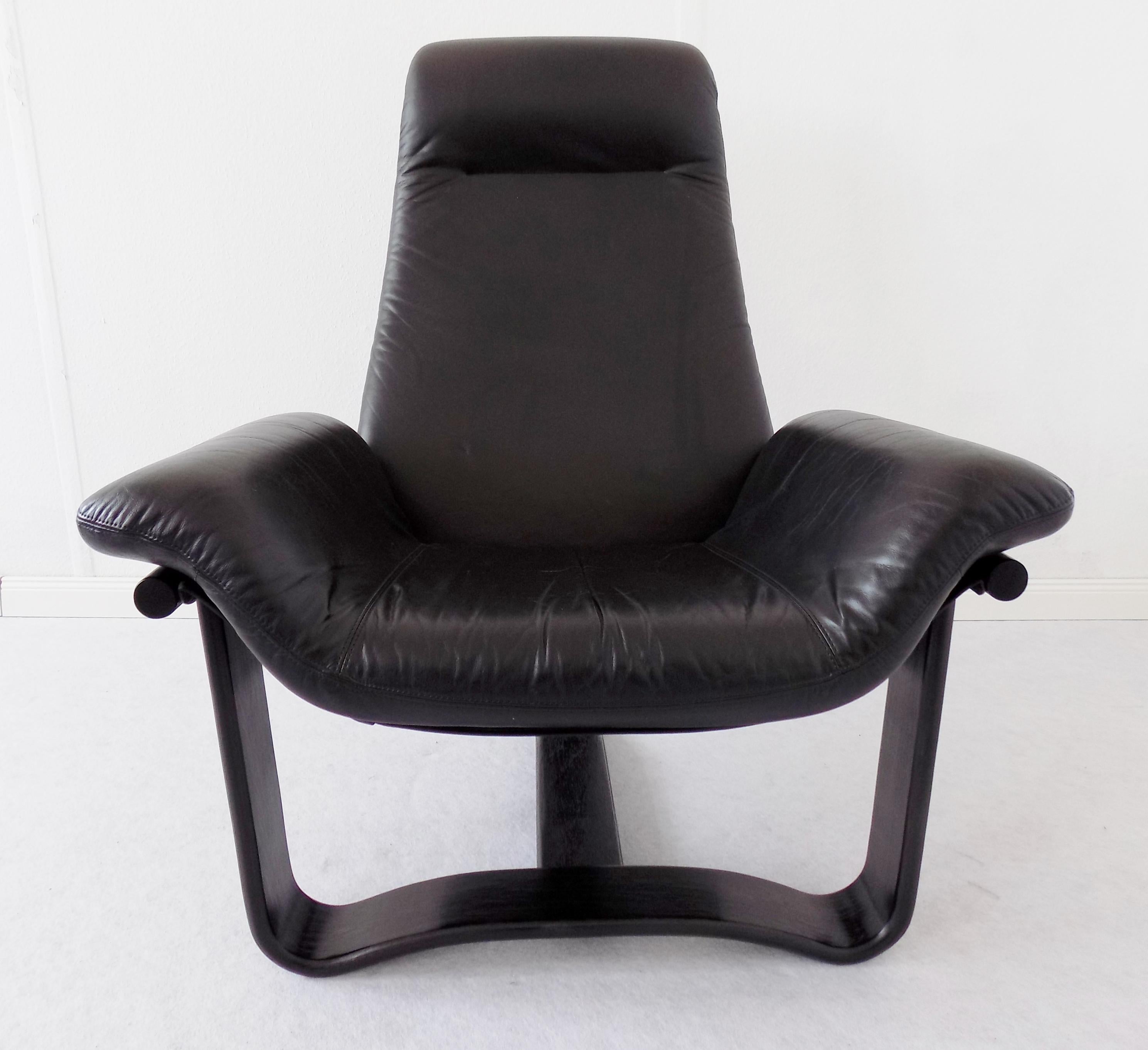 Manta Chair by Ingmar Relling for Westnofa, black leather, mid-century ...