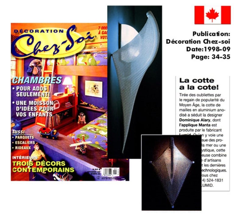 Manta Wall Sconce in Anodized Aluminum with Chain Mail Diffuser For ...