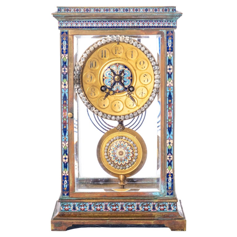Mantel Clock Cloisonne Crystal Regulator, Shreve Crump and Low Co For ...