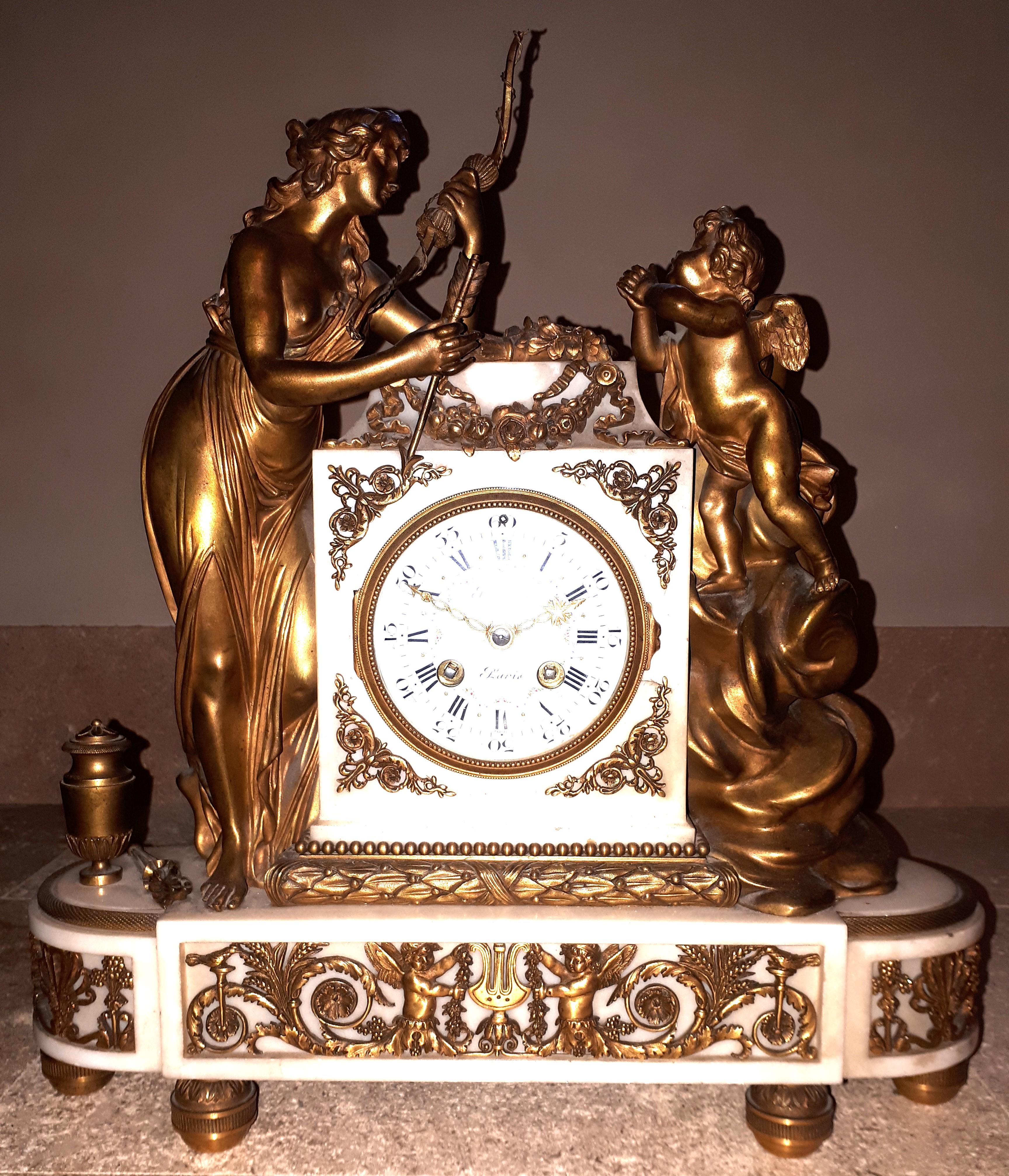 Mantel clock - pendulum by François Linke in marble and gilded bronze ...