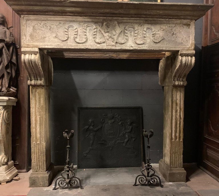 Mantel Fireplace Carved in Serena Stone, 17th Century, from Tuscany ...