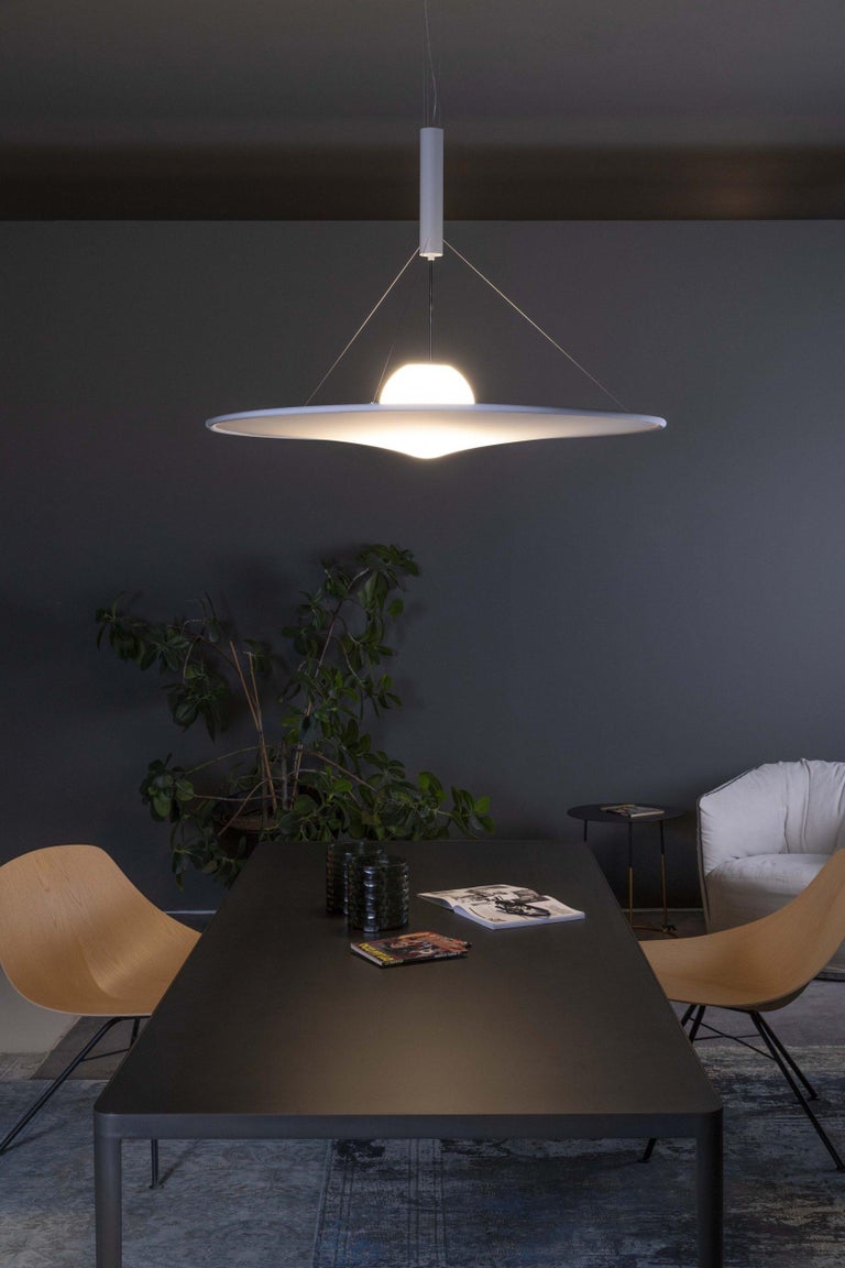 Manto Mid-Century Modern Style Pendant Blown Glass and Fabric ...