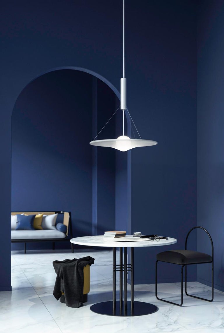 Manto Mid-Century Modern Style Pendant Blown Glass and Fabric ...