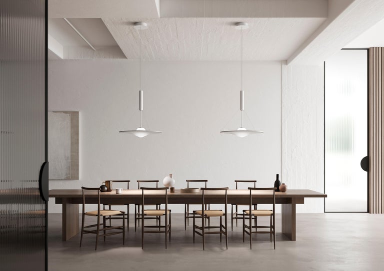 Manto Mid-Century Modern Style Pendant Blown Glass and Fabric ...