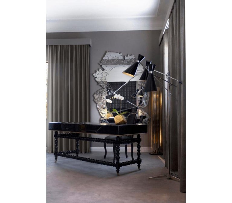 Manu Desk in Lacquered Wood and Glass by Boca do Lobo For Sale at 1stDibs