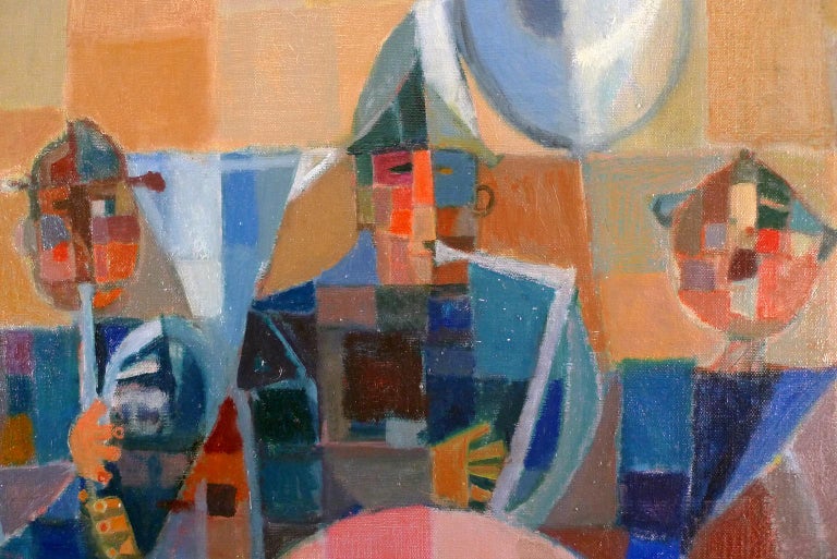 Manuel Hernández Mompó - "Los Tres Músicos", 20th Century Oil on Canvas ...