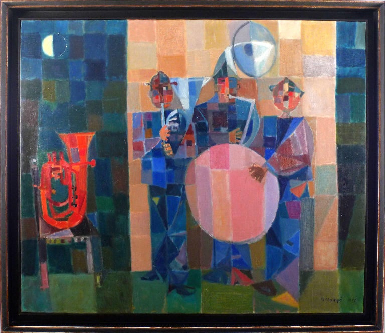 Manuel Hernández Mompó - "Los Tres Músicos", 20th Century Oil on Canvas ...