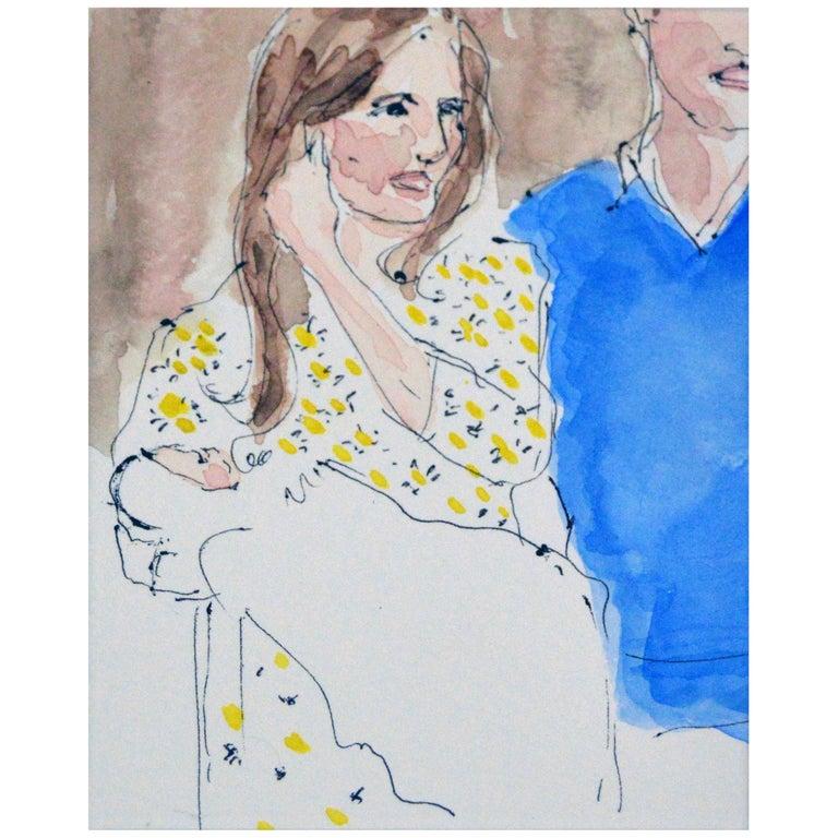 Arun Bain - Painting, Two Panels, Ink, Earth, Watercolor, Blue, White ...