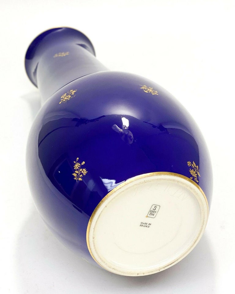Manufacture de Sevres Porcelain Cobalt Blue and Gilt Vase, 1926 For ...