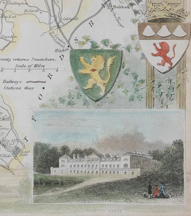 Map Bedfordshire WilliamSchmollinger Dunstable Priory Woburn Abbey ...