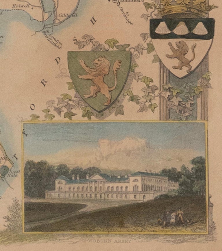 Map Bedfordshire WilliamSchmollinger Dunstable Priory Woburn Abbey ...