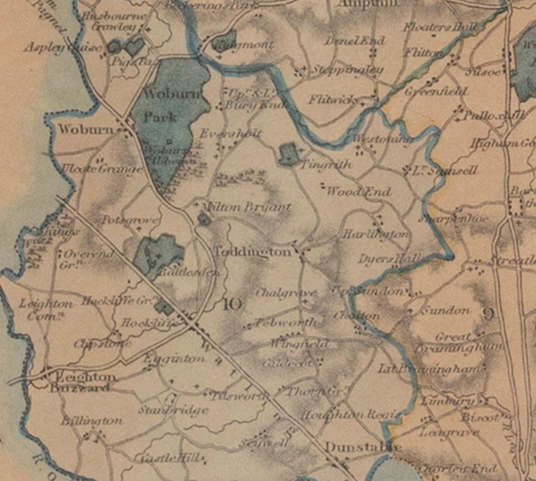 Map Bedfordshire WilliamSchmollinger Dunstable Priory Woburn Abbey ...