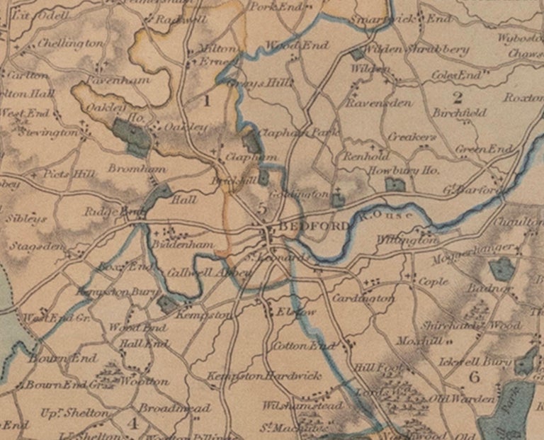 Map Bedfordshire WilliamSchmollinger Dunstable Priory Woburn Abbey ...