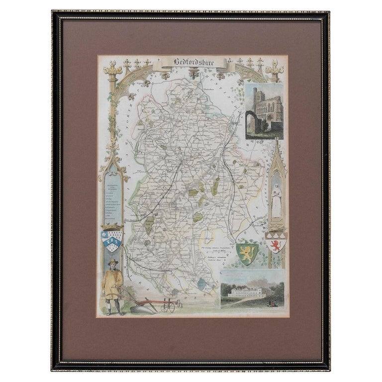 Map Bedfordshire WilliamSchmollinger Dunstable Priory Woburn Abbey ...
