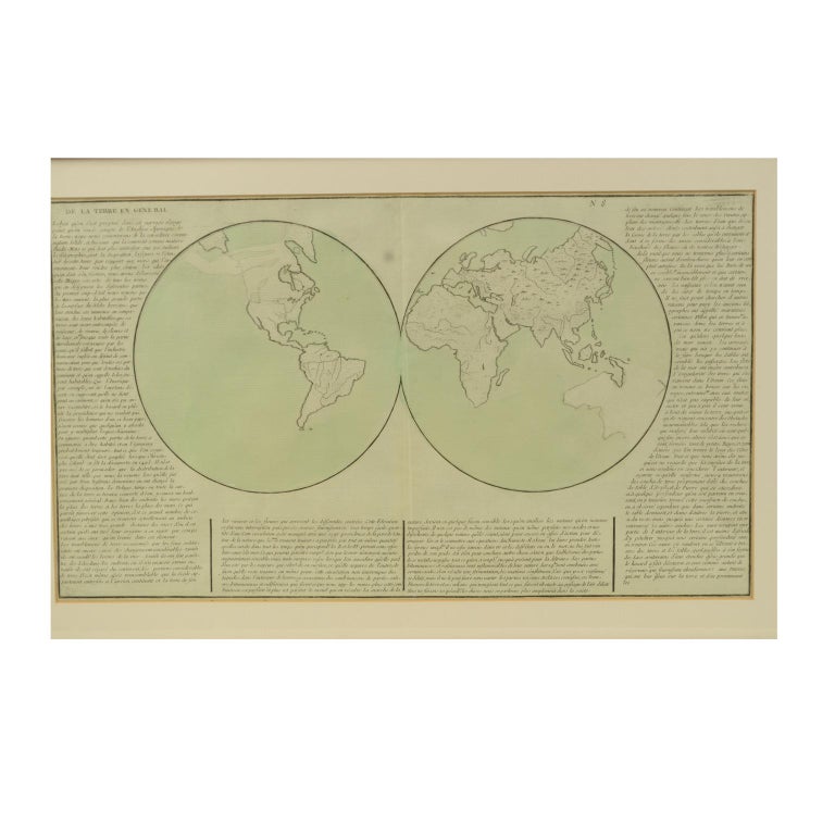 1850 Old French Map Depicting the Entire Earth's Surface Divided into ...