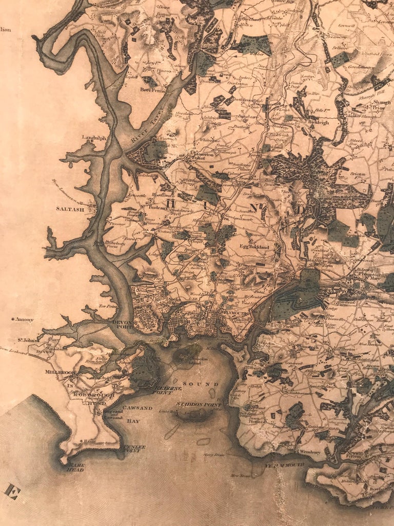 Map Hanging Wall County of Devon C&J Greenwood 1827 Exeter Cathedral ...