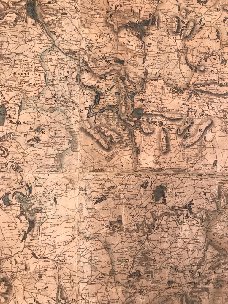 Map Hanging Wall County of Devon C&J Greenwood 1827 Exeter Cathedral ...