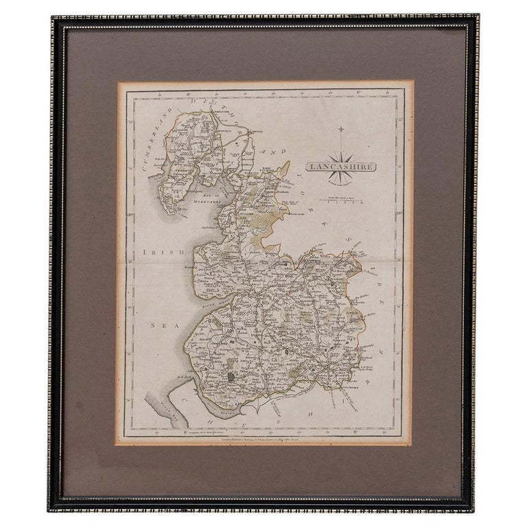 Map Lancashire 1793 John Cary engraver 37cm 14 1/2" high For Sale at ...