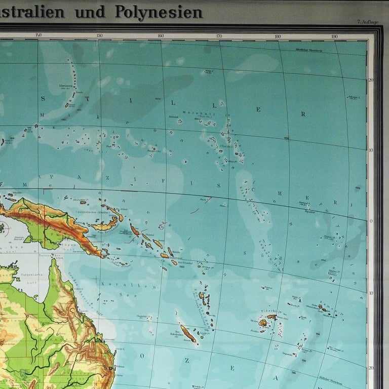 Map Mural Rollable Poster Vintage Wall Chart Australia New Zealand ...