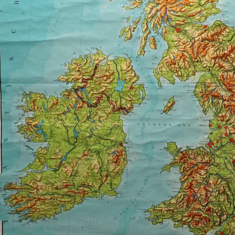 Map of Great Britain Ireland Rollable Wall Chart Mural Decoration ...
