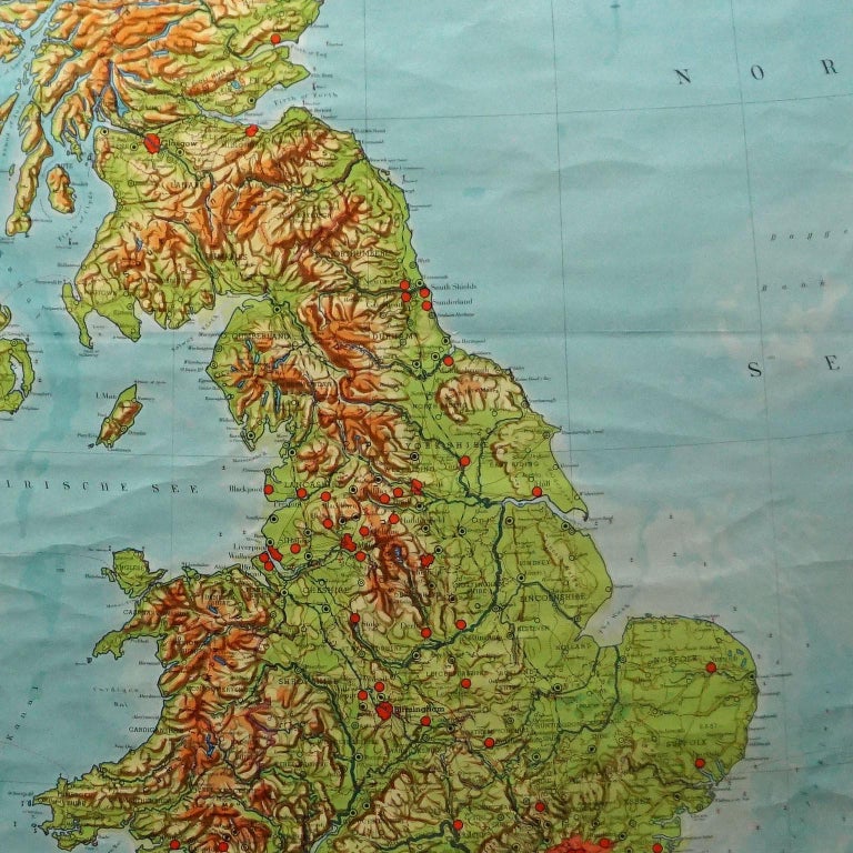 Map of Great Britain Ireland Rollable Wall Chart Mural Decoration ...