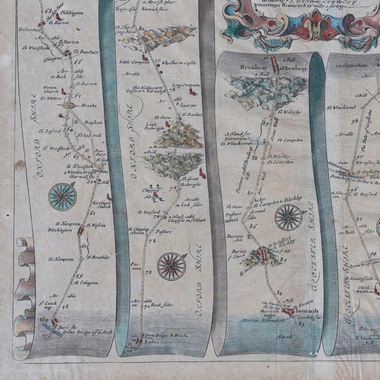 Map Road Strip Britannia Sheet 2 John Ogilby London Aberistwith Islip ...
