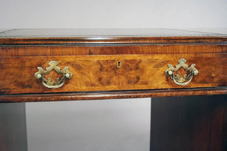 Maple and Co Burl Walnut Pedestal Desk at 1stDibs