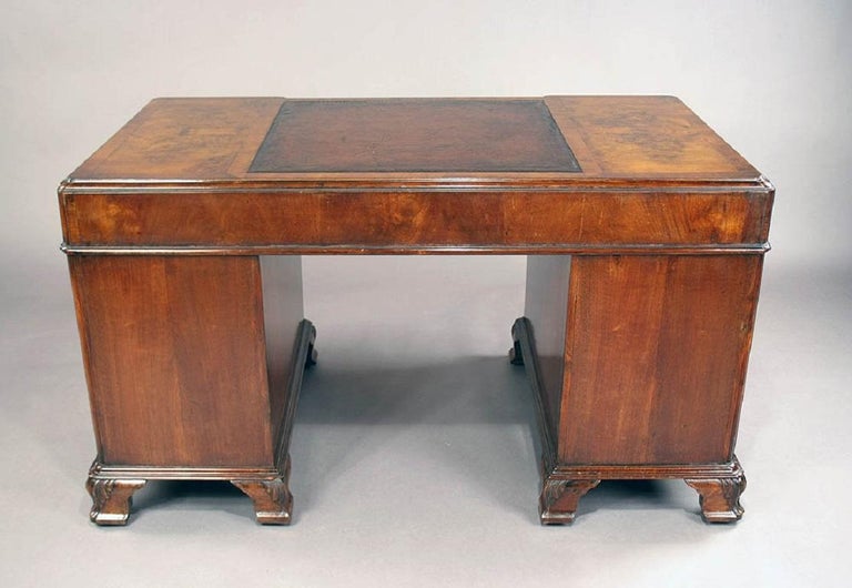 Maple and Co Burl Walnut Pedestal Desk at 1stDibs