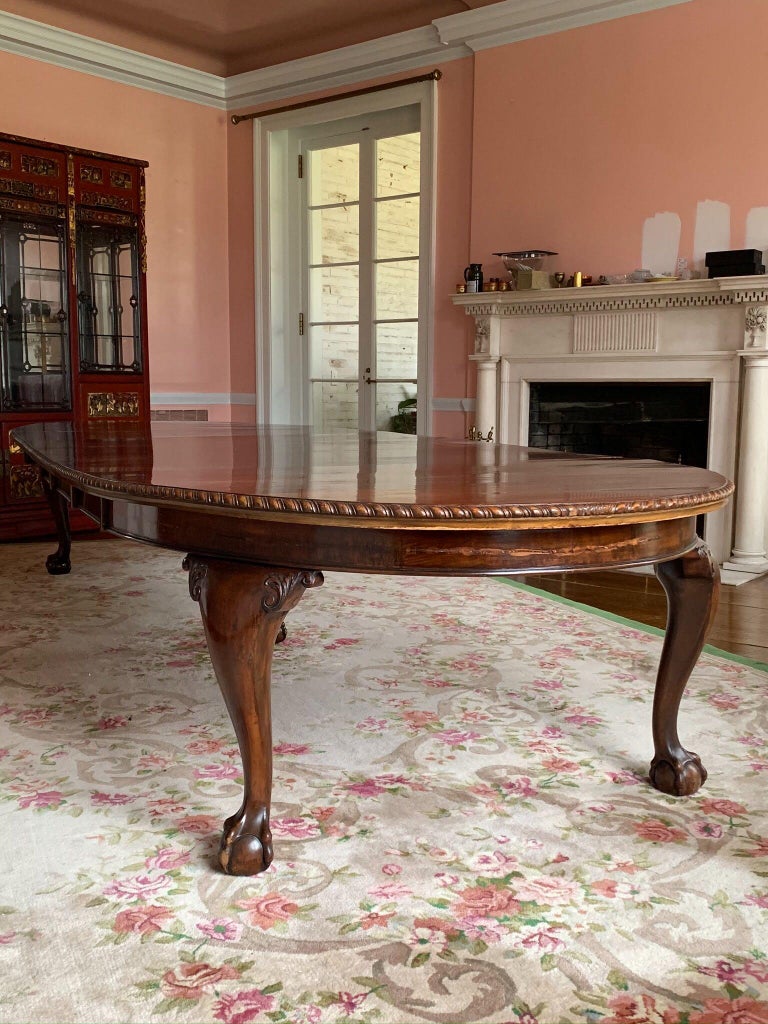 Maple and Co. English Chippendale Style Extendable Dining Table at 1stDibs