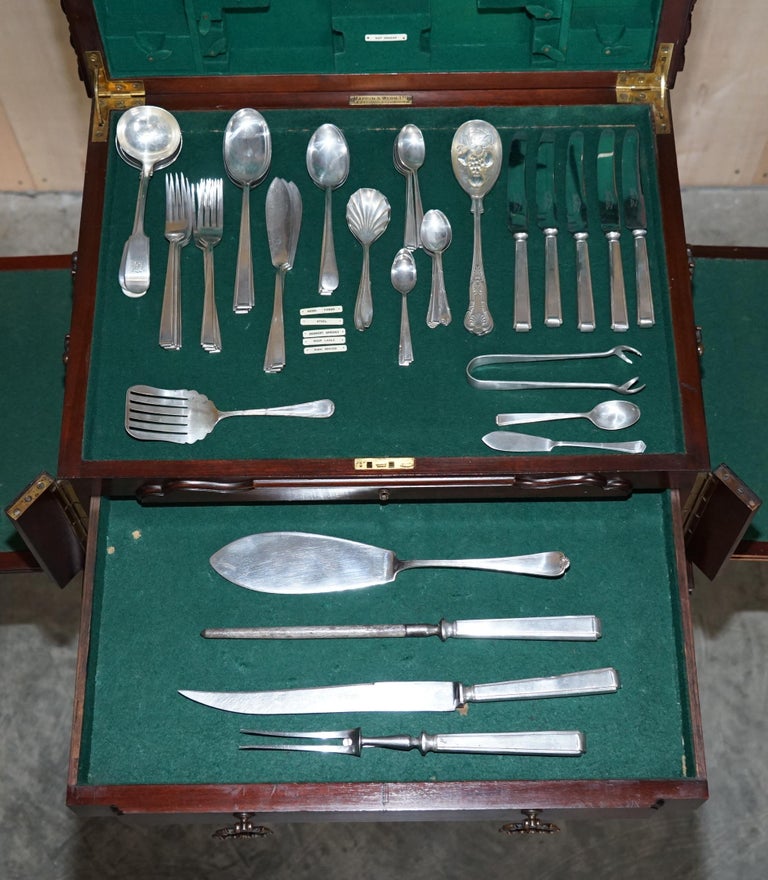 Maple and Co Thomas Chippendale Careved Victorian Hardwood Cutlery Side ...