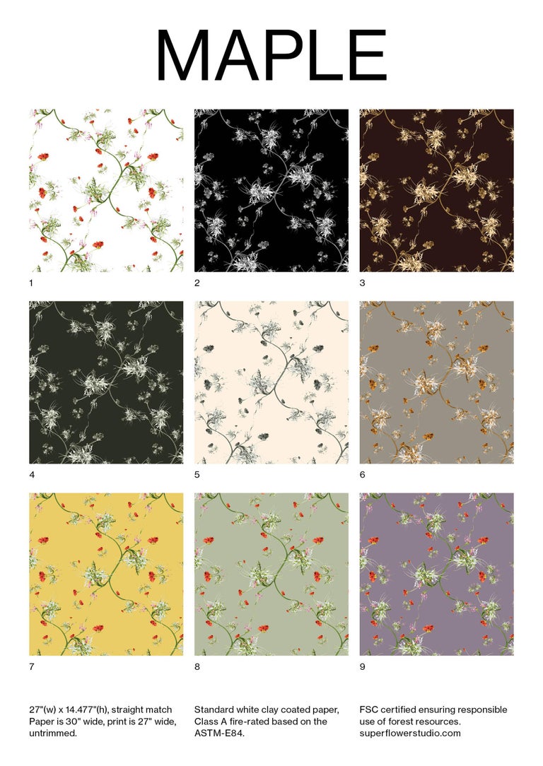 Maple Floral Wallpaper For Sale at 1stDibs