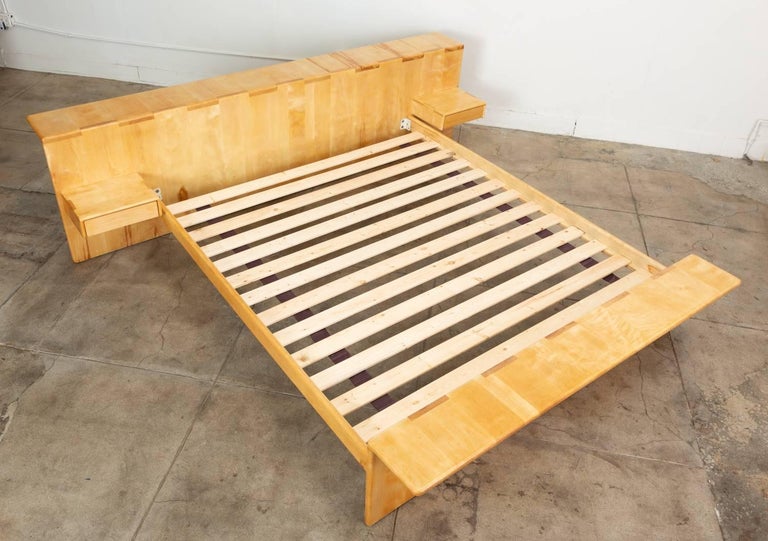 Maple Platform California King Bed with Floating Nightstands by Gerald ...