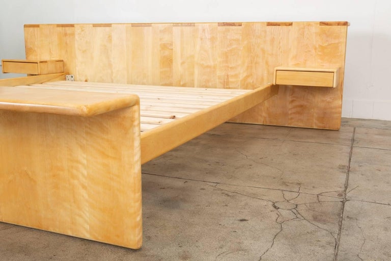 Maple Platform California King Bed with Floating Nightstands by Gerald ...