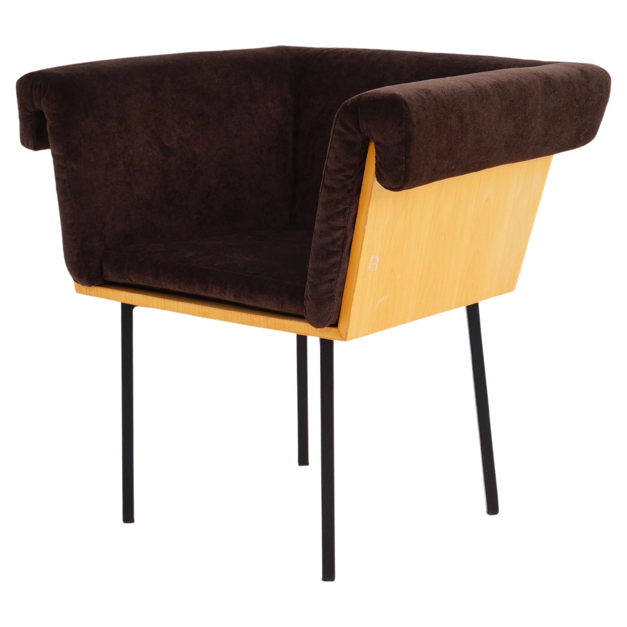 Design Arm Chair, Beech Wood, Cream-white Quilt Fabric, Spain, 1990s ...