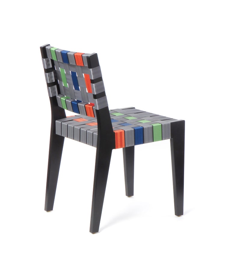 Maple Side Chair in Black Finish with Red Woven Seat and Back by Peter ...