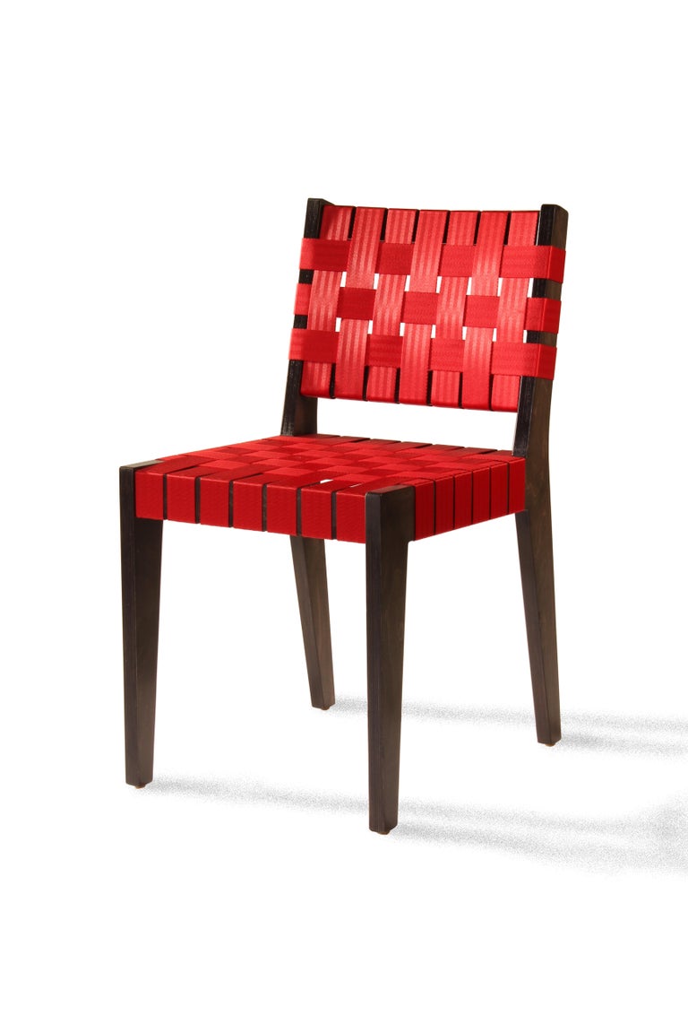 Maple Side Chair In Wenge with Champagne Woven Seat and Back by Peter Danko For Sale at 1stDibs